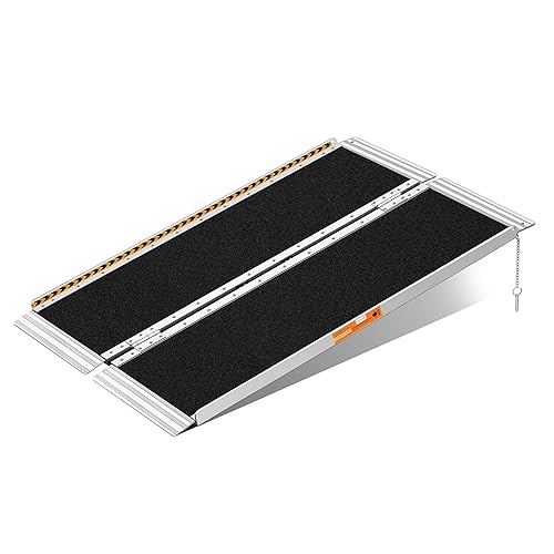 FACHNUO 4 Feet Portable Wheelchair Ramp, Non-Skid Aluminum Handicap ...