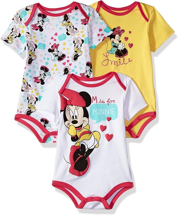 Amazon.com: Disney Baby Girls' Minnie Mouse 3 Pack Bodysuits: Clothing