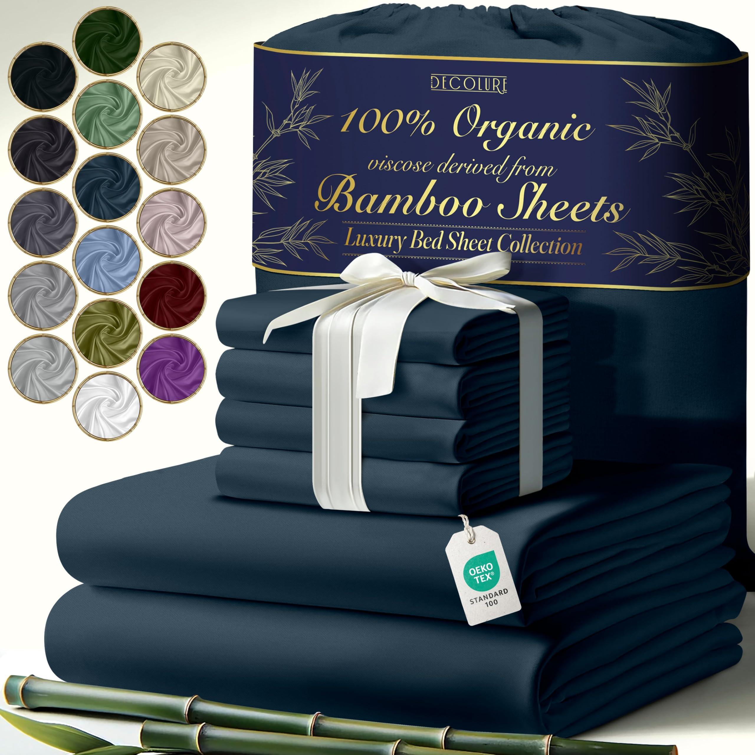 DECOLURE 100% Organic Viscose Derived from Bamboo Sheets Cal King Size ...