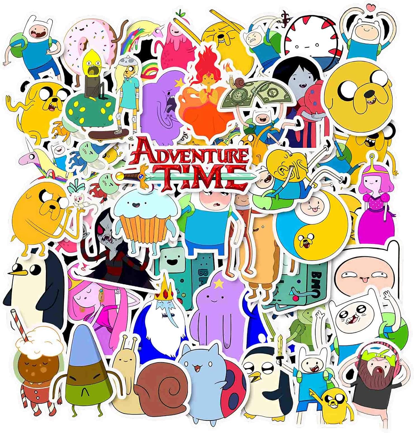 50 Pcs Adven-ture Time with Finn and Jake Stickers, Vinyl Waterproof ...