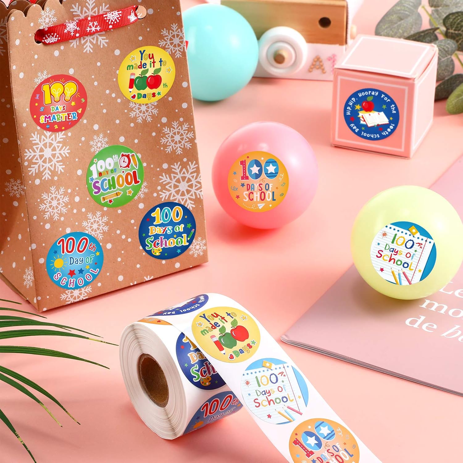 500 Pieces 100 Days of School Stickers Hooray 100 Days Sticker 100th ...