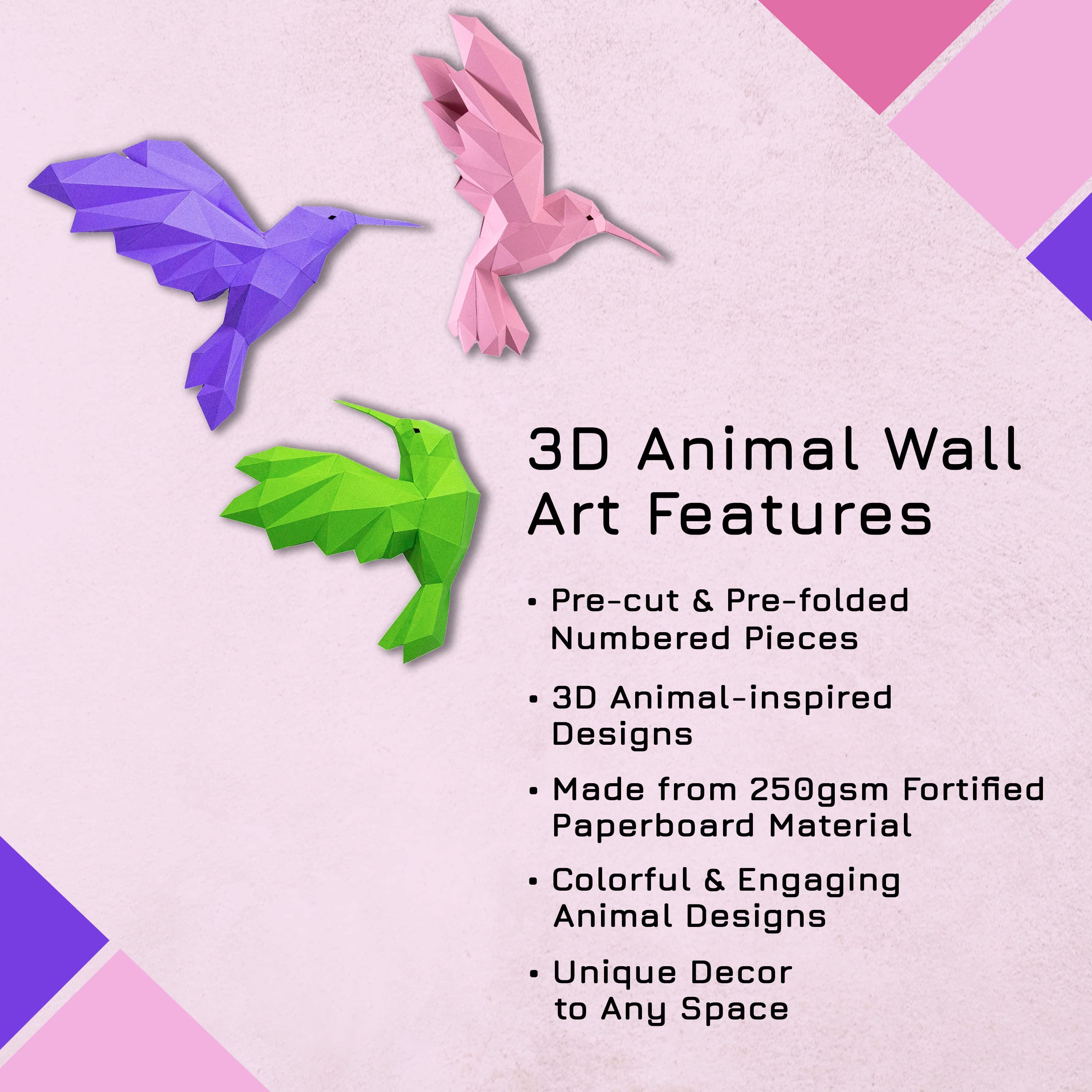 Mua 3D Paper Animal Wall & Art Decor - Pre-fold & Pre-Cut Papercraft 3D ...