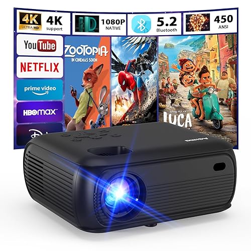 [Built-in Apps/Smart OS] 4K Projector with WiFi and Bluetooth 1080P ...