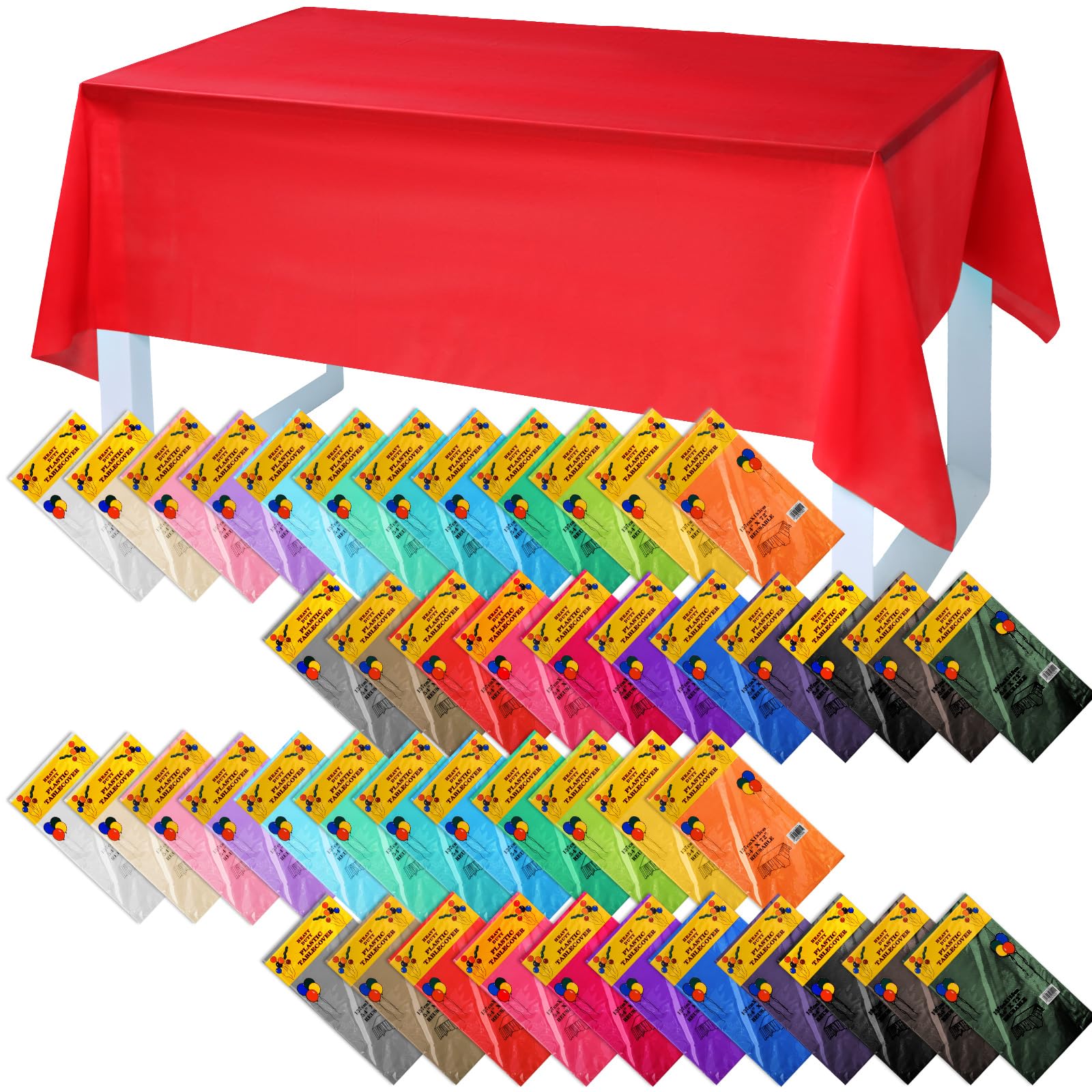 Newwiee 46 Pack Plastic Tablecloth for Rectangle Tables, Disposable ...