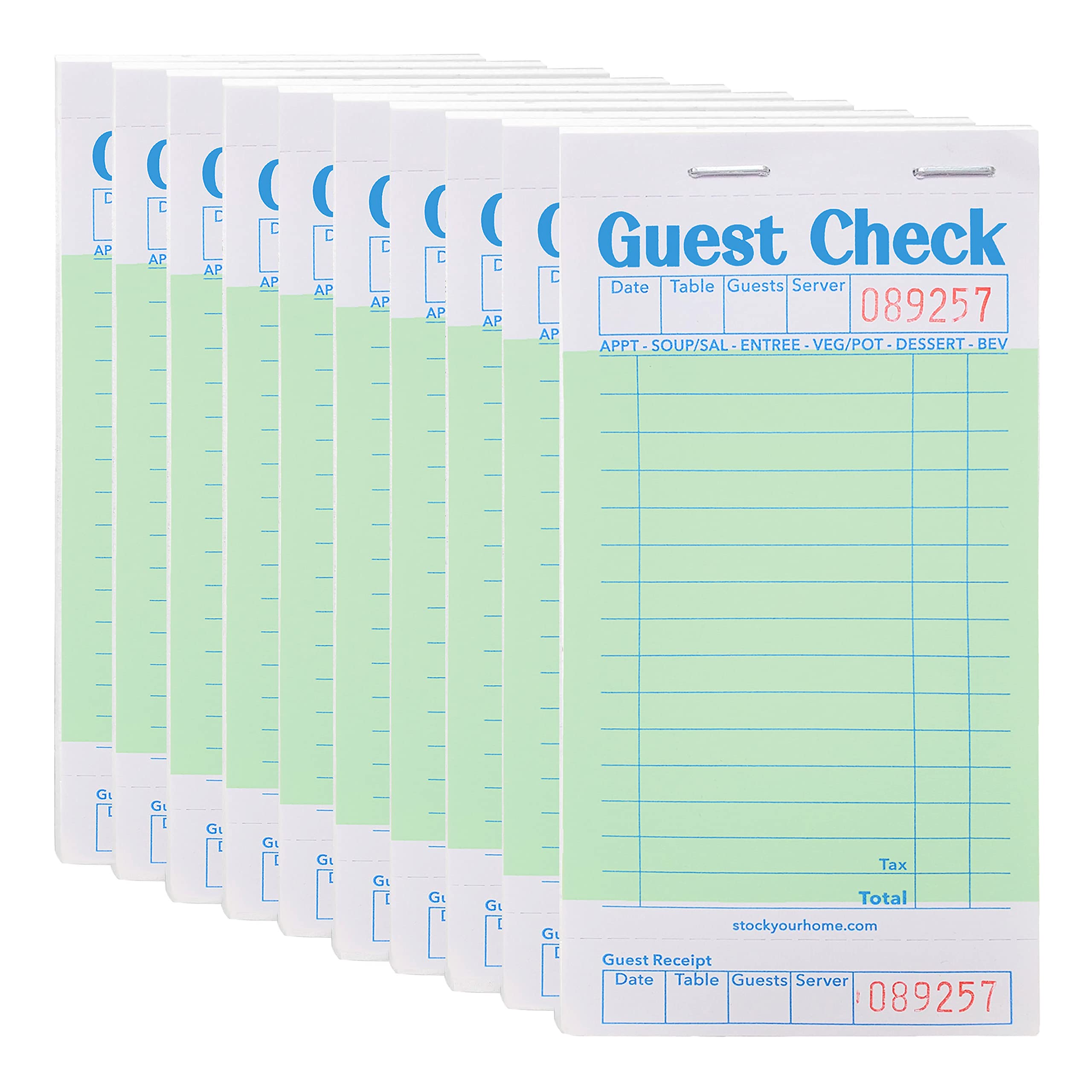 Stock Your Home Green Guest Check Books for Servers (10 Pack) Server ...