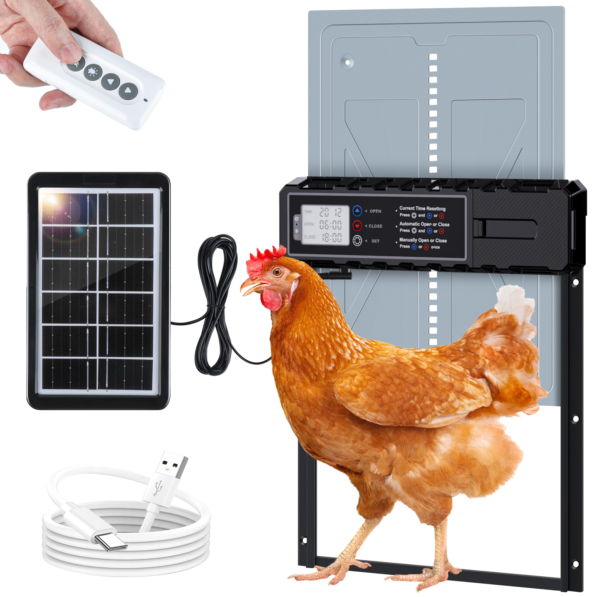 Automatic Chicken Coop Door Solar Powered with Timer & Light Sensor ...