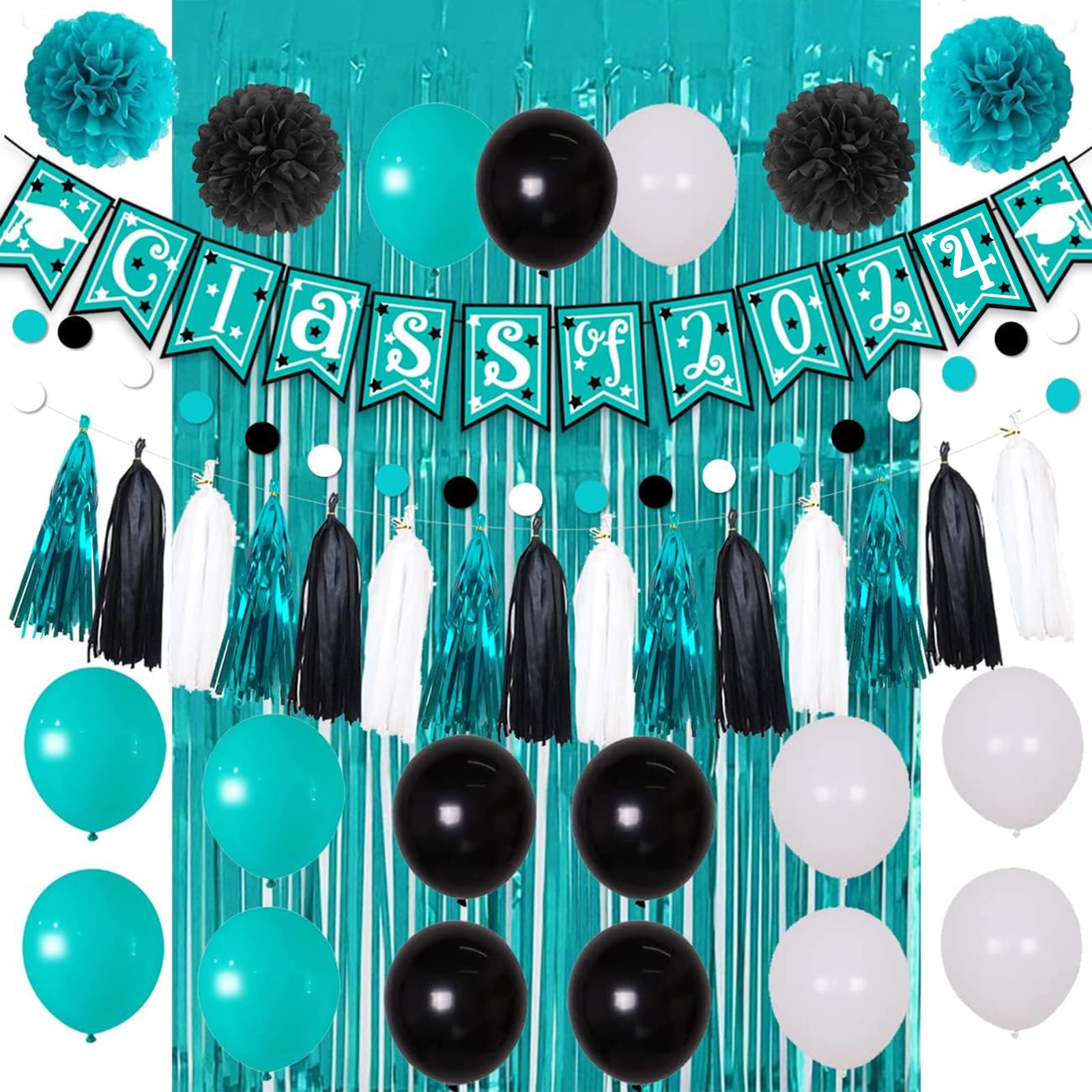 Teal Graduation Decorations Class of 2024, Teal and Black Class of 2024 ...