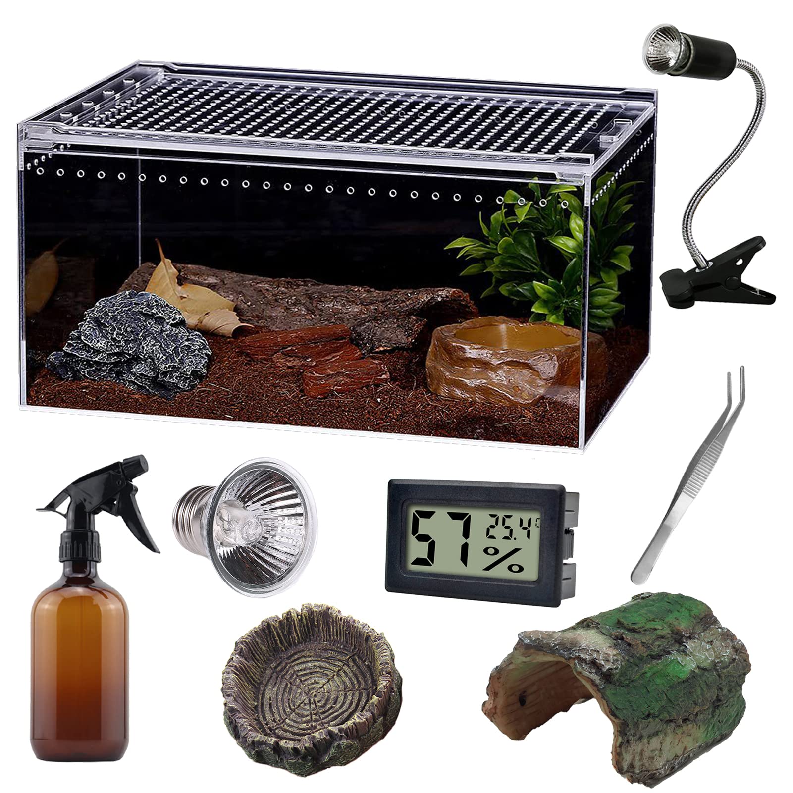 SANOSY Reptile Terrarium - Amphibian Tank Starter Kit, Eco Rainforest ...