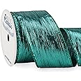 Amazon.com: Ribbli Teal Crinkled Wired Ribbon with Metallic Edge, Teal ...