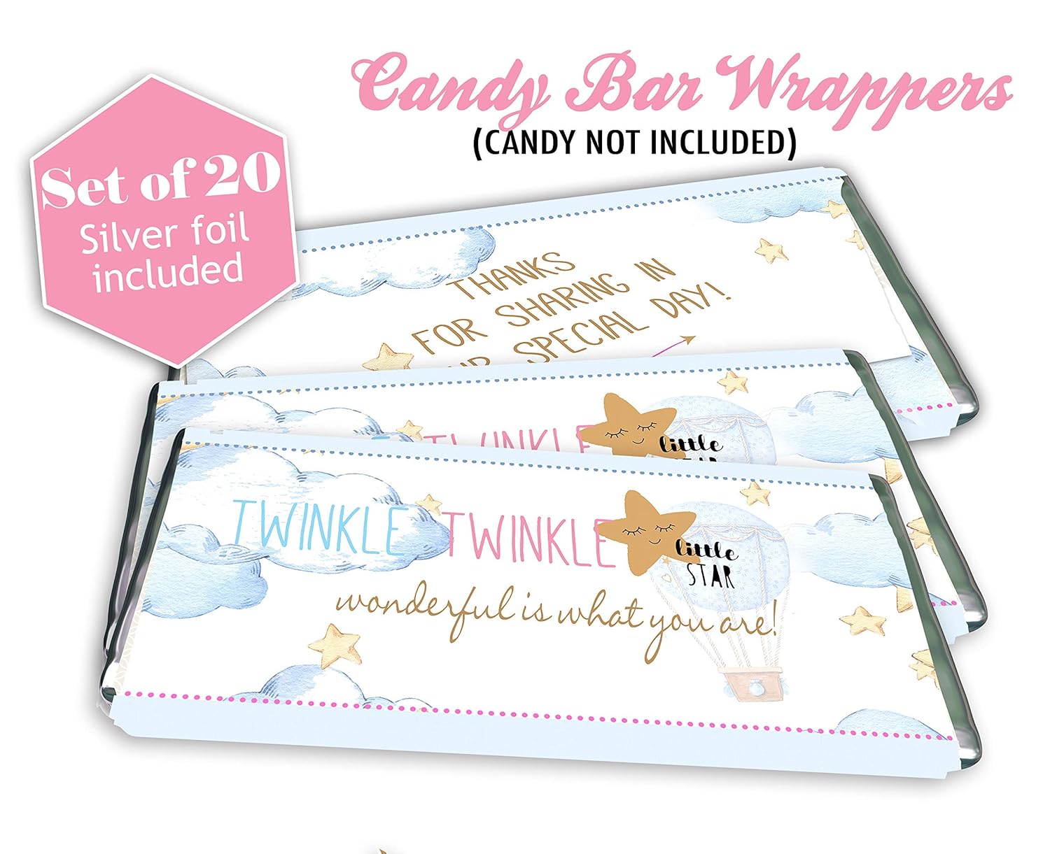 Amazon.com: Twinkle Twinkle Little Star candy bar wrappers - Set of 20 ...