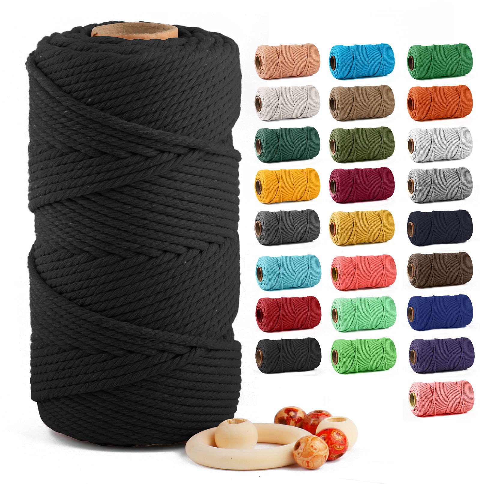 Macrame Cotton Cord 5mm x 109 Yards, ZUEXT 100% Natural Handmade ...