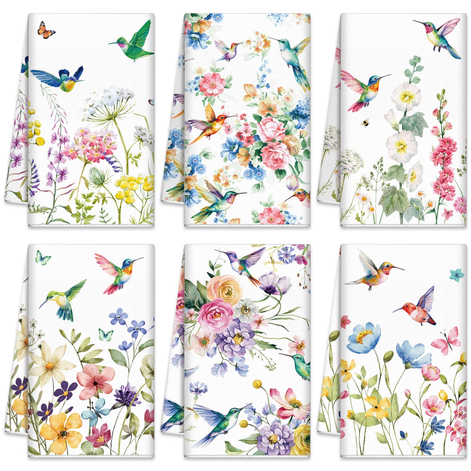 VitalCozy 6 Pcs Spring Kitchen Towels Decor Floral Wildflower ...
