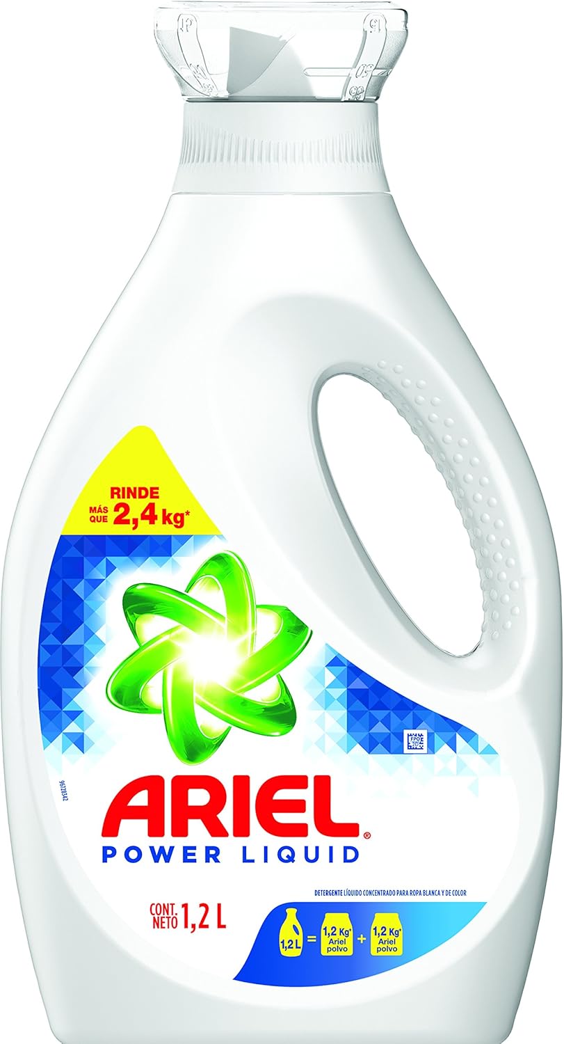Ariel Detergente Líquido Concentrado Power Liquid, 1.2 l: Amazon.com.mx ...