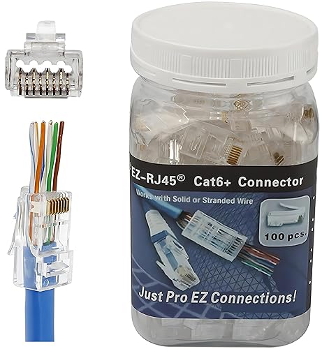 PETECHTOOL 100-Pack RJ45 CAT6A CAT6 Pass Through Connectors 23AWG ...