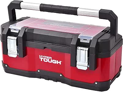HYPER TOUGH 23-Inch Portable Tool Box With Metal Latches, Organizer ...