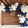 Amazon.com: Navy Blue and Silver Balloons Garland Arch Kit,150pcs Navy Blue Silver White Latex ...