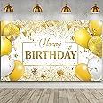Amazon.com : Tatuo Happy Birthday Decorations Backdrop Banner, Glitter Birthday Backdrop Sign ...