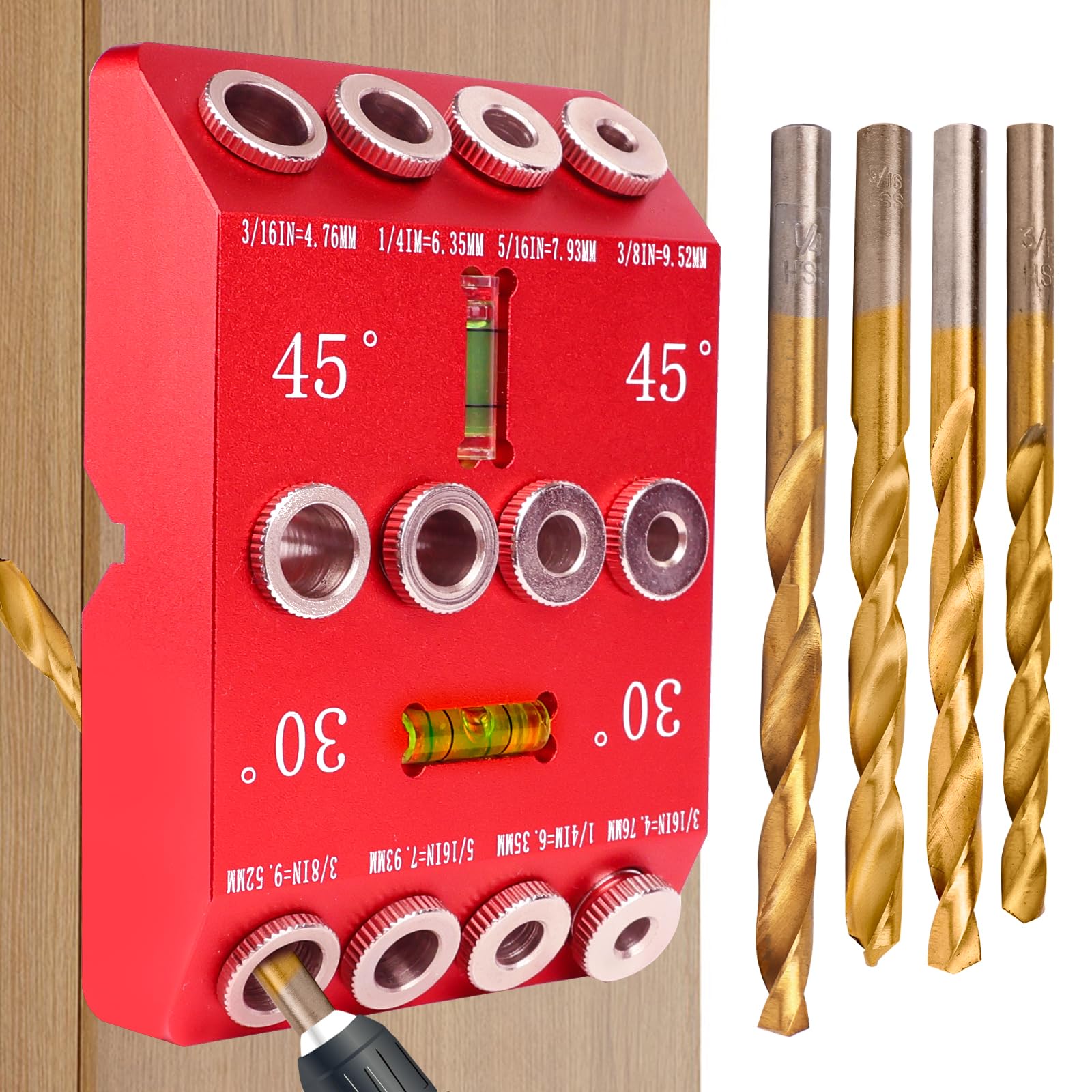 Mua DIRAEEN 30 45 90 Angle Drill Guide Jig with 4 Drill Bits-Portable ...