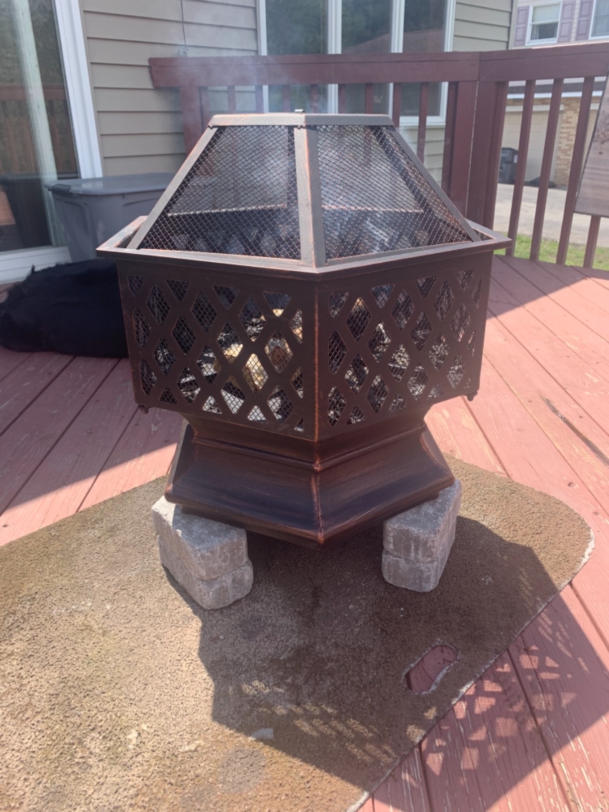 $11/mo - Finance ZenStyle Hex Shaped 24” Fire Pit Outdoor Oil-Rubbed ...
