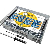 Amazon.com: Black Pop Rivets Assortment Kit 529 Pieces, 15 SAE Sizes ...