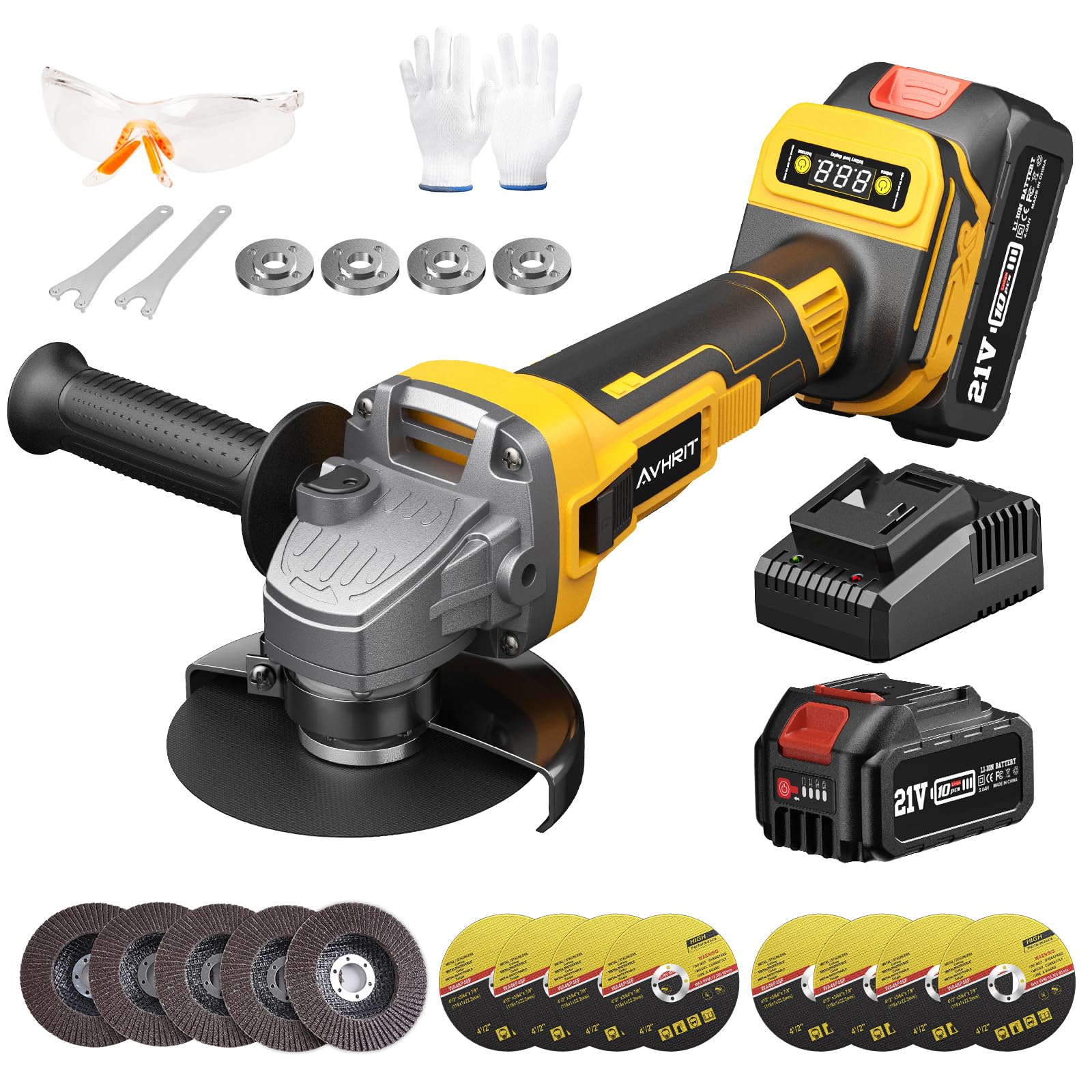 Mua Avhrit Cordless Angle Grinder 5.0Ah, 9500RPM Battery Angle Grinder ...