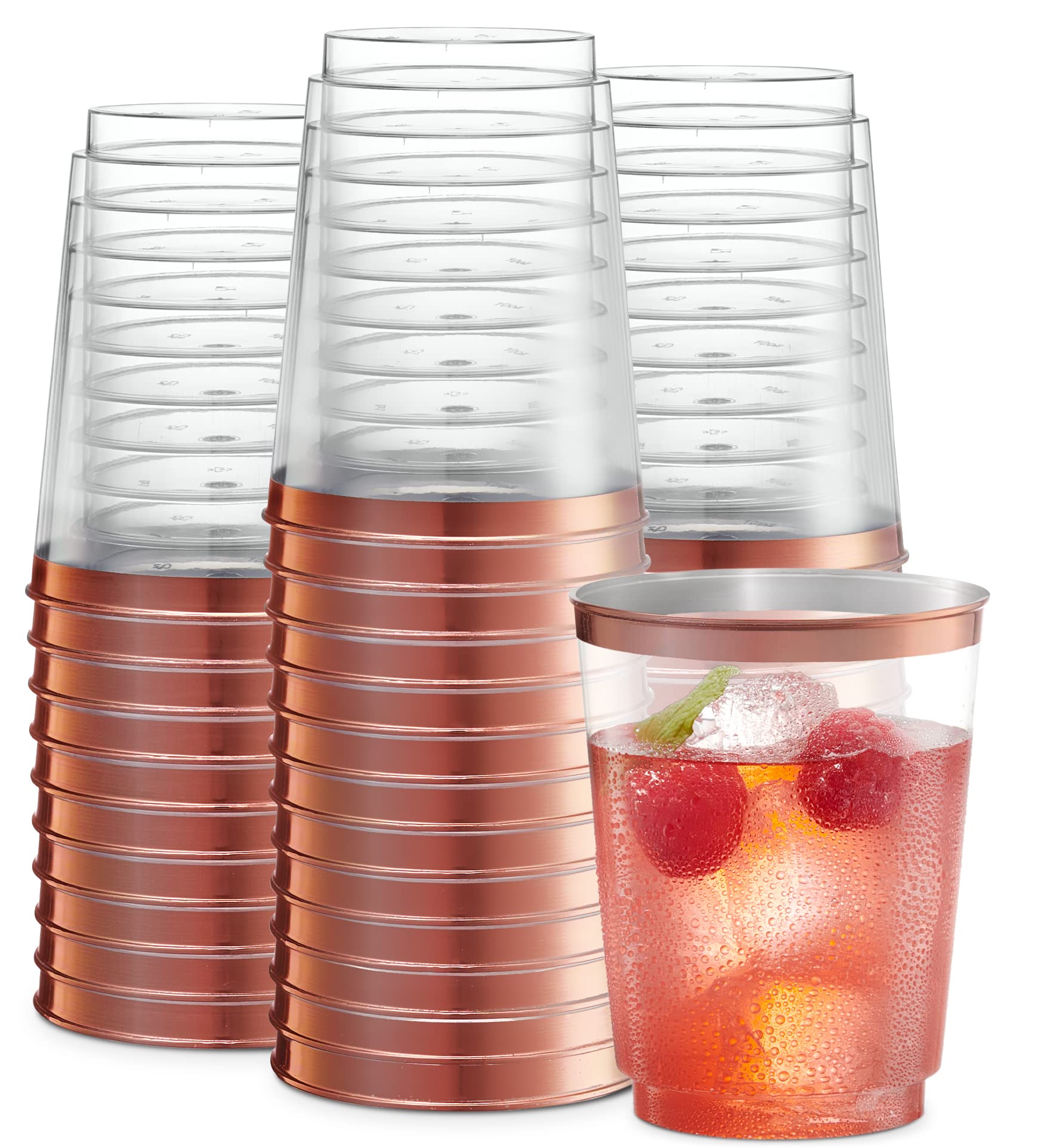 PLASTICPRO Disposable Plastic Tumblers Rose Gold Rim 50 Count for sale ...