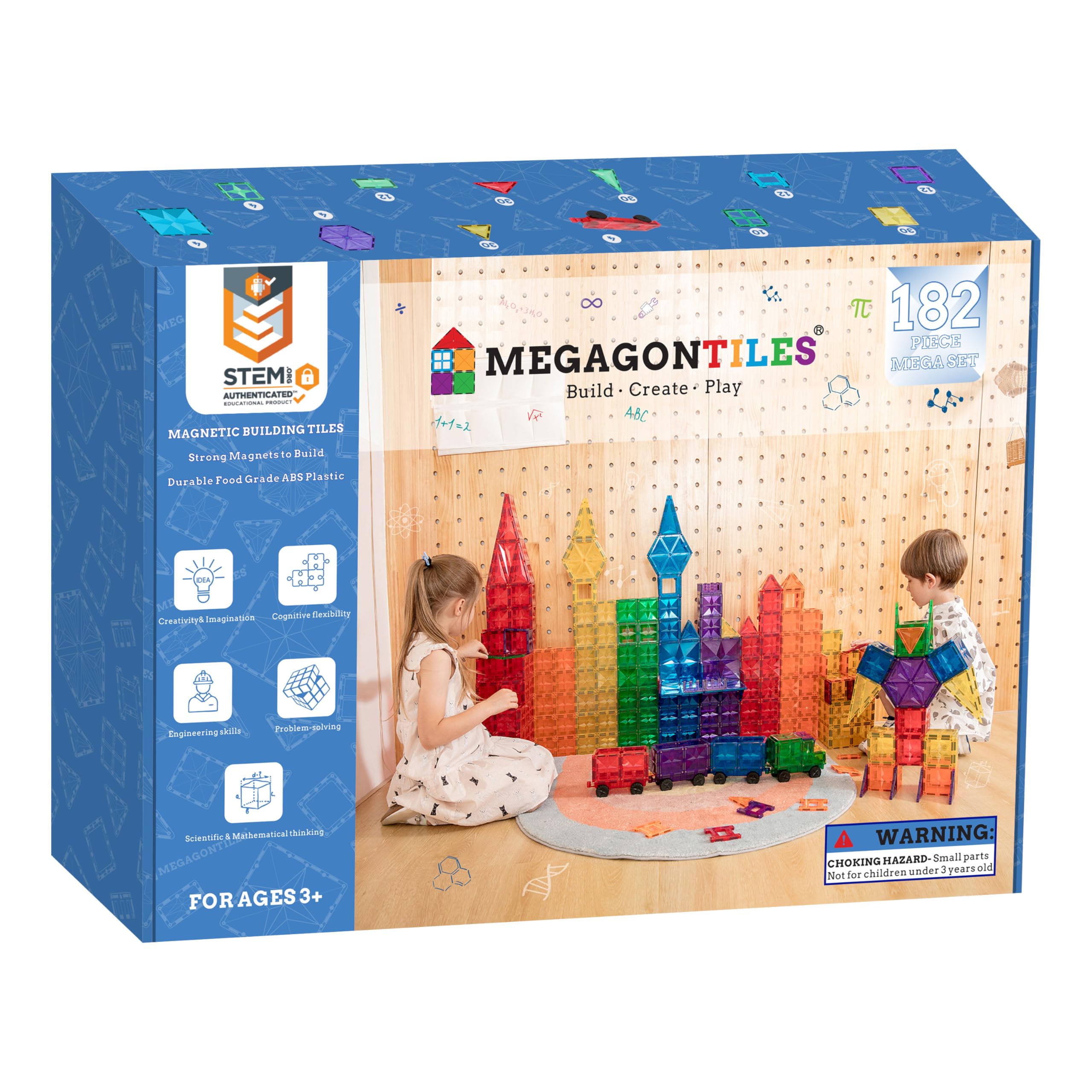MEGAGONTILES Premium Magnetic Tiles, MEGA Magnet Tiles Set, STEM ...