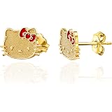 Amazon.com: Sanrio Hello Kitty Womens 10k Gold Stud Earrings - Gold ...