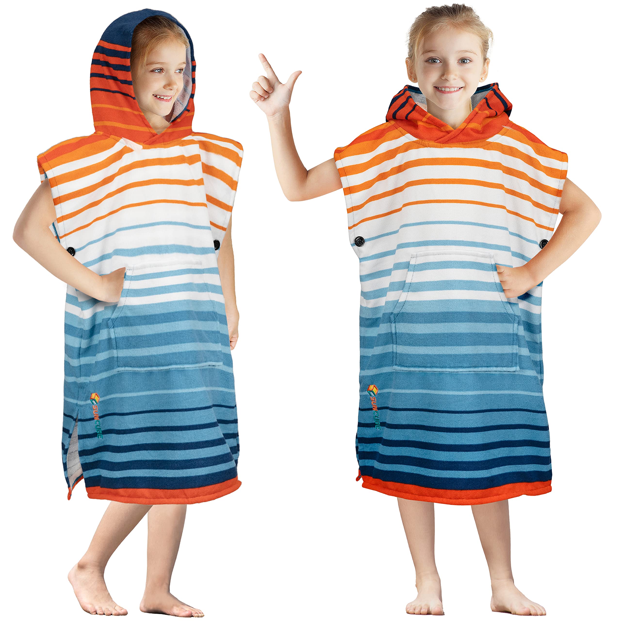 SUN CUBE Kids Changing Robe Surf Poncho, Kids Beach Towels, Hooded ...