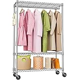 Amazon.com: M MZG Heavy Duty Rolling Garment Rack 3 Tiers Adjustable ...