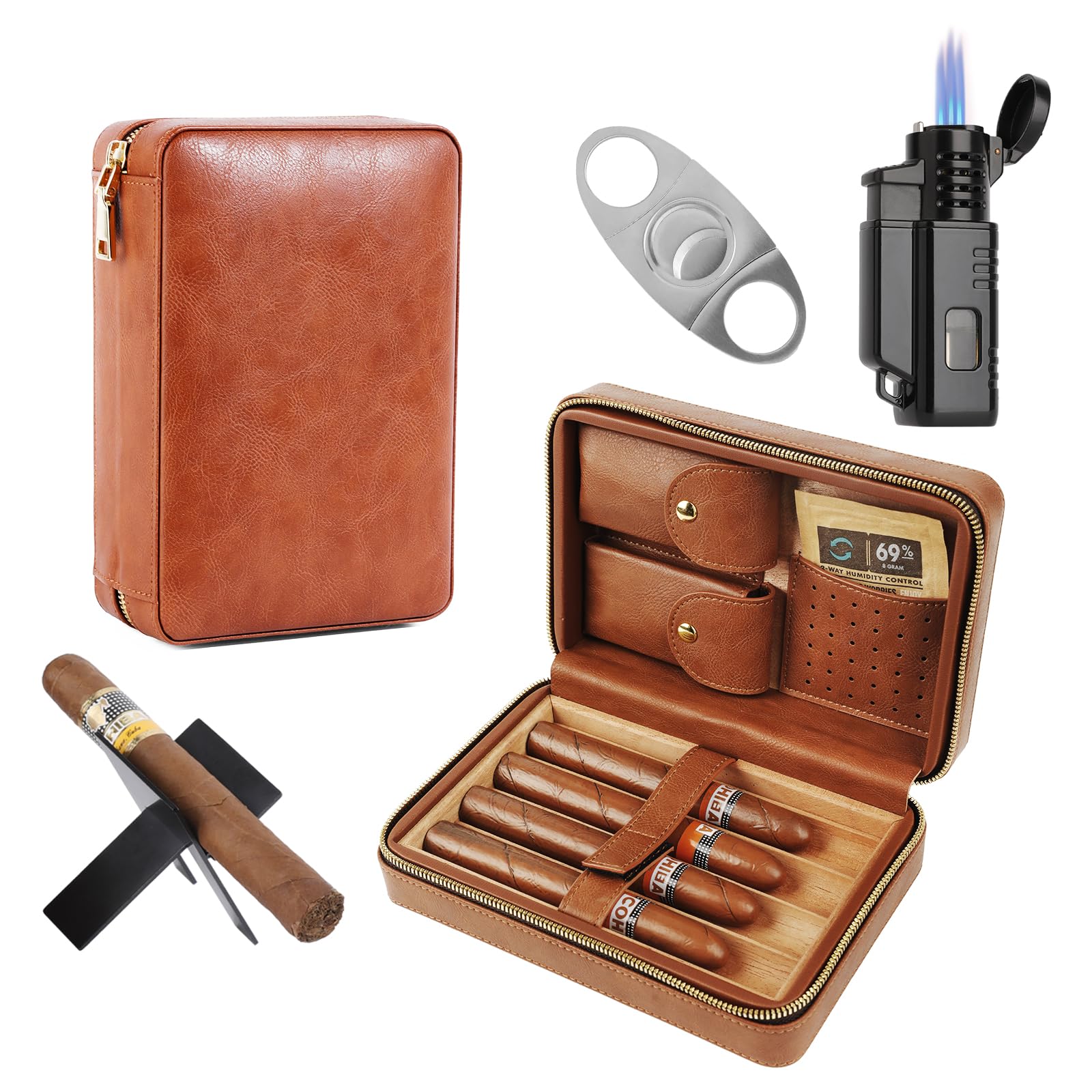 Portable Cigar Humidor, Travel Cigar Humidor Case, Hold 4 Cigars ...