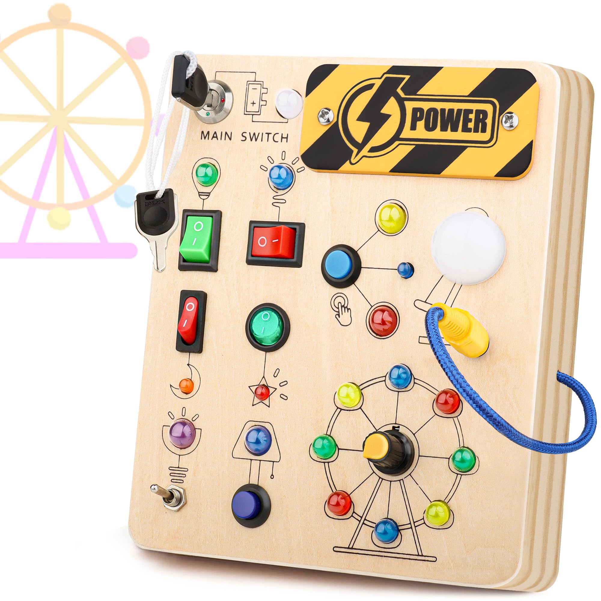 Hikoshi Montessori Busy Board for Toddlers 1-3 - Sensory LED Light ...