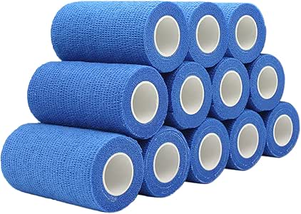 COMOmed 12 Rolls Cohesive Bandage Blue 10cmX4.5m, Flexible Bandage ,Non ...