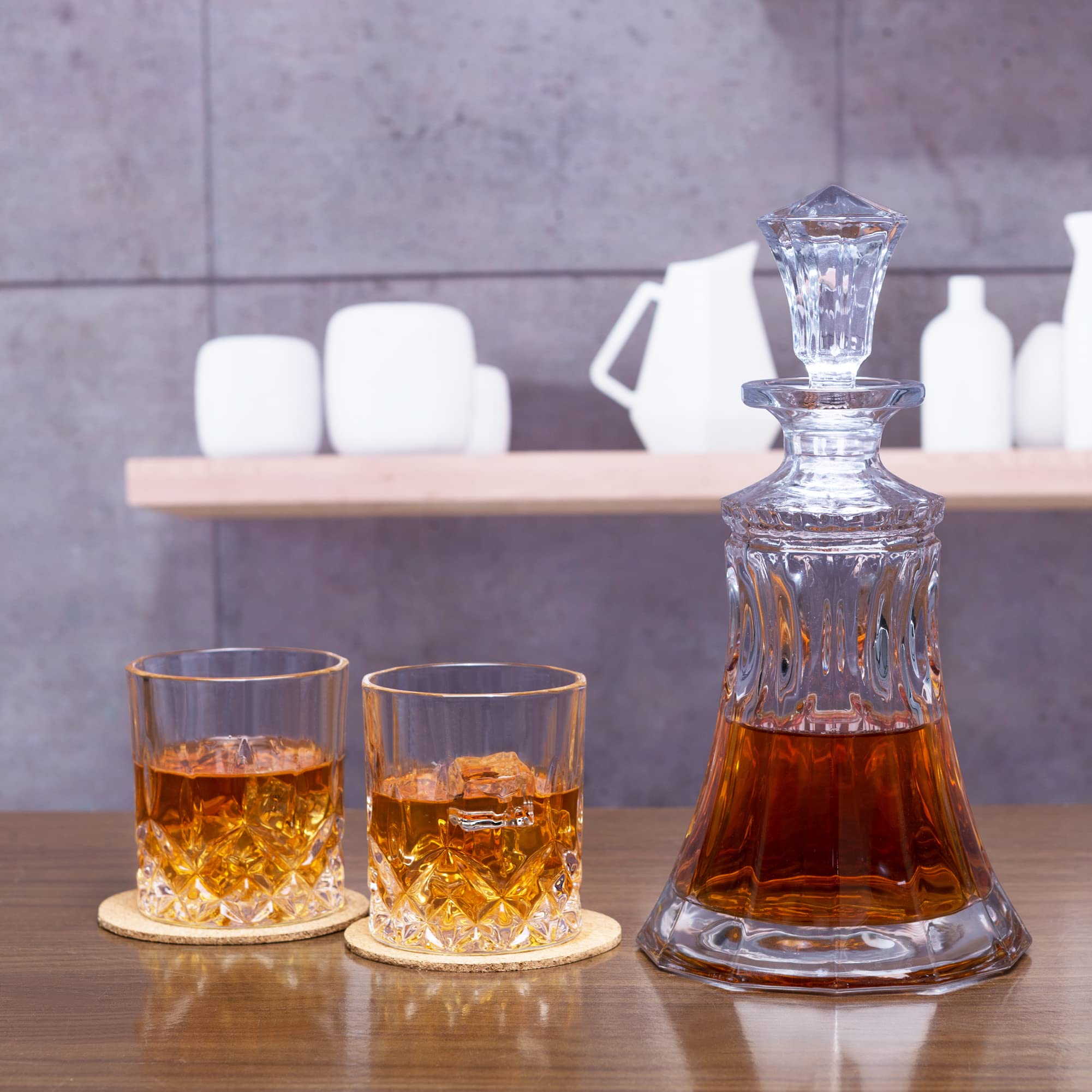 Mua 5-Piece Crystal Whiskey Decanter Set. Premium Lead Free Liquor ...