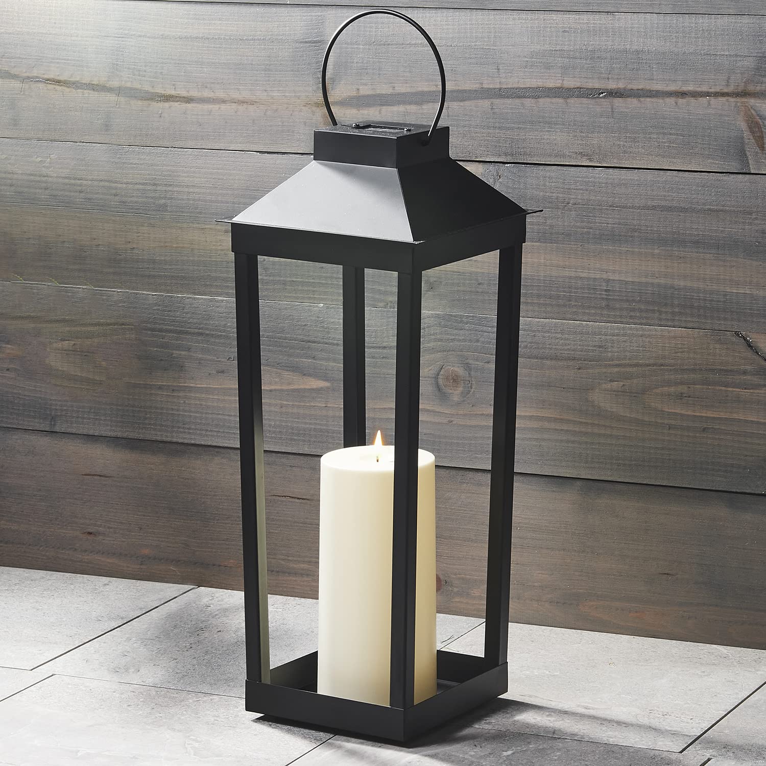 Mua Large Outdoor Lantern Solar Powered - 19 Inch Tall, Black Metal ...