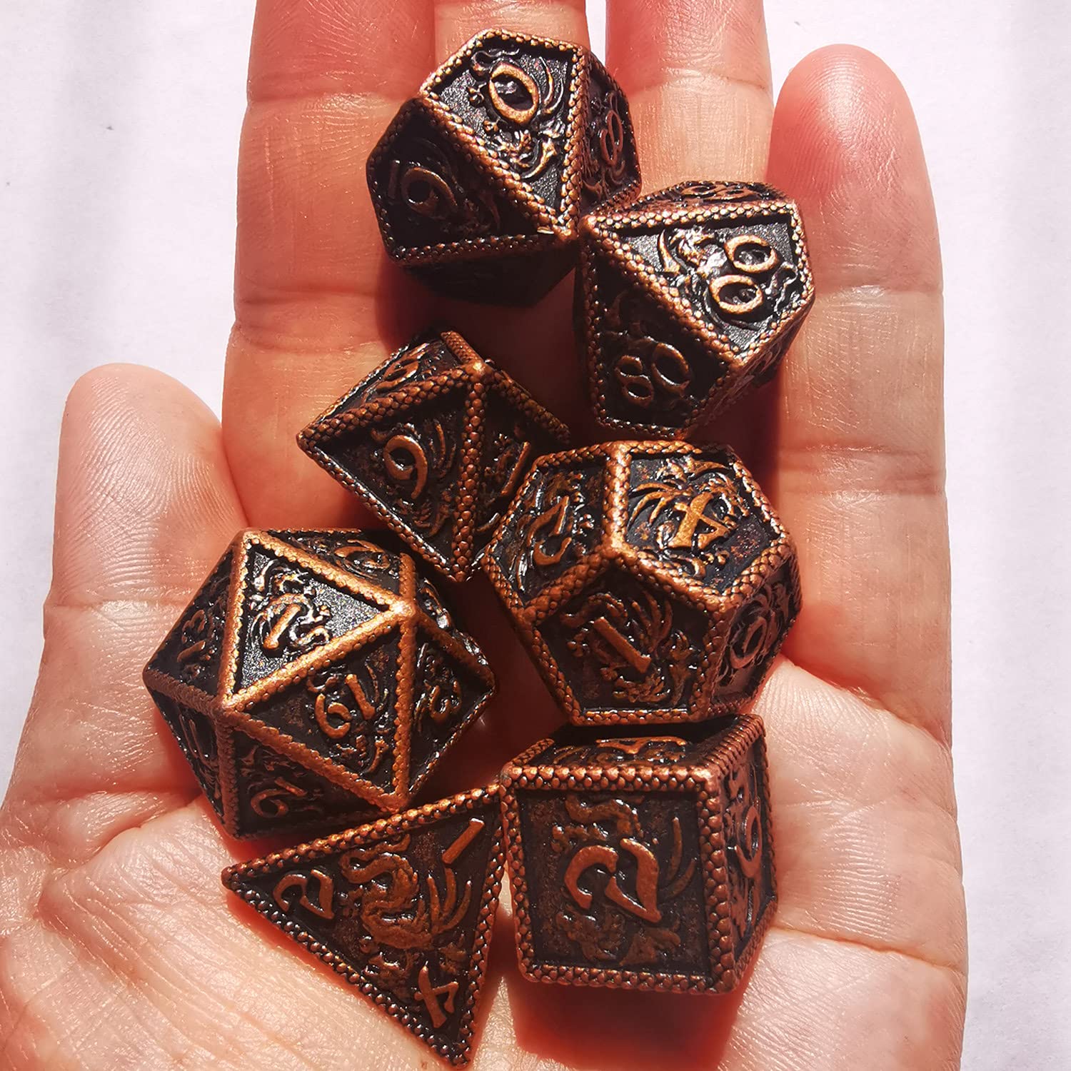 HAOMEJA Metal Dragon Set Dice DND 7 Role Playing Dice D&D Solid Dice ...