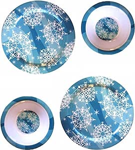 Amazon.com | Snowflake Dinnerware Melamine 4 Pieces - (2) Blue Plates ...