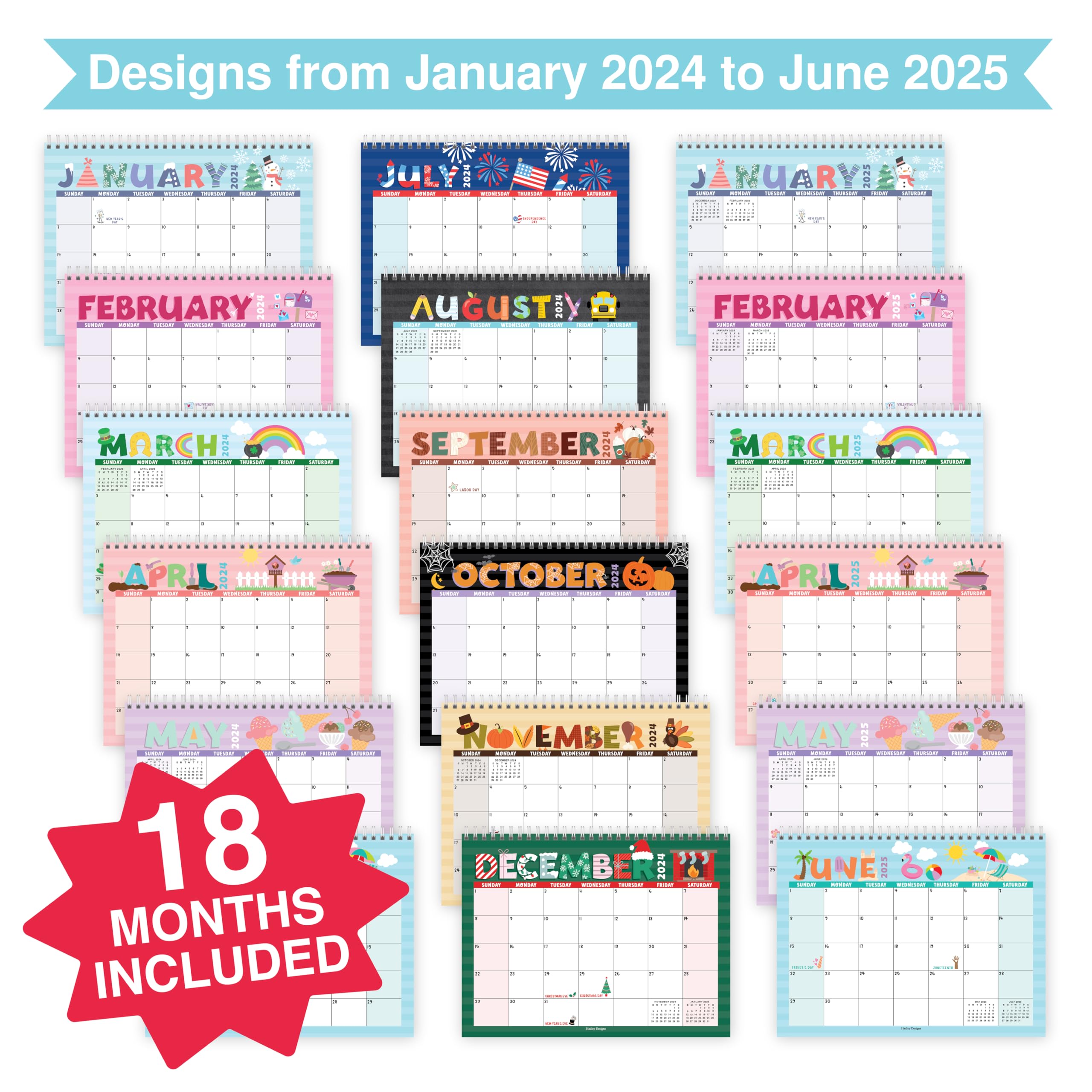 Mua Hadley Designs Small Desk Calendar 2024-2025 Standing Flip – 18 ...