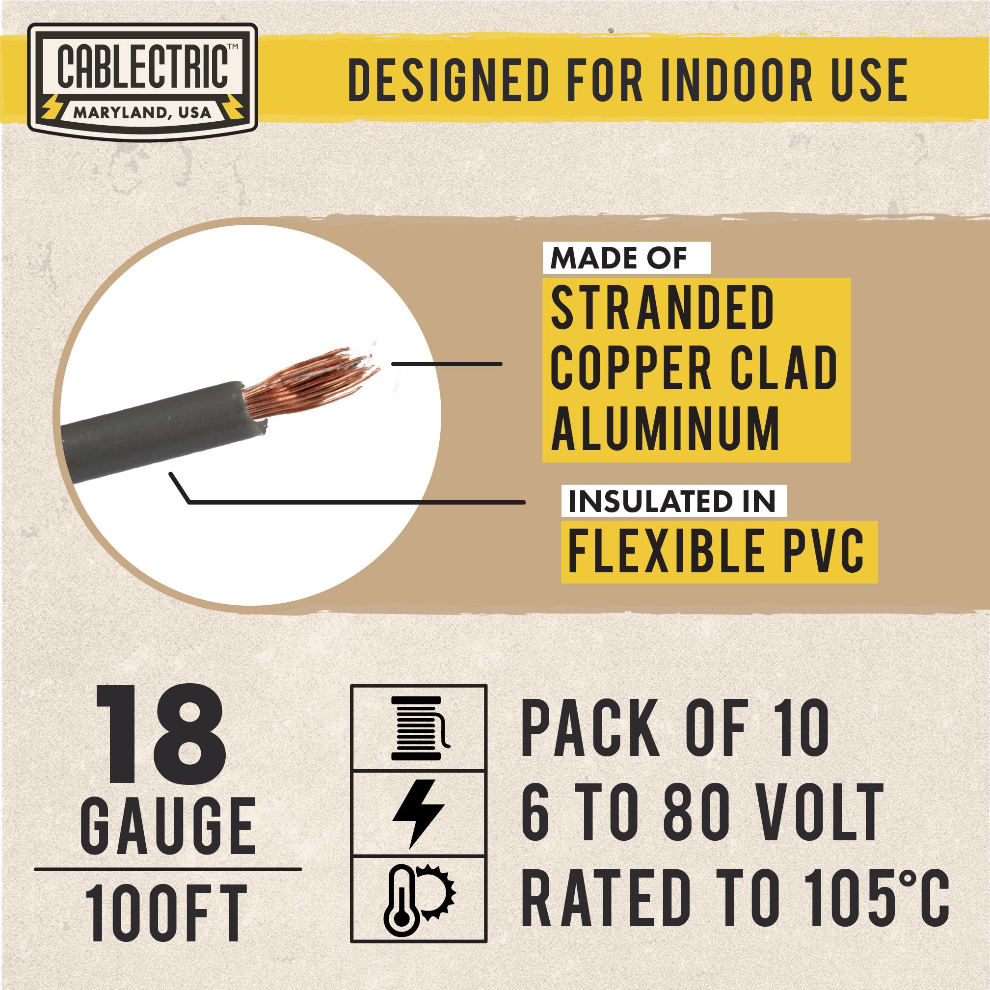 Mua 10 Roll 18 Gauge Copper Clad Aluminum Primary Wire - Assorted ...