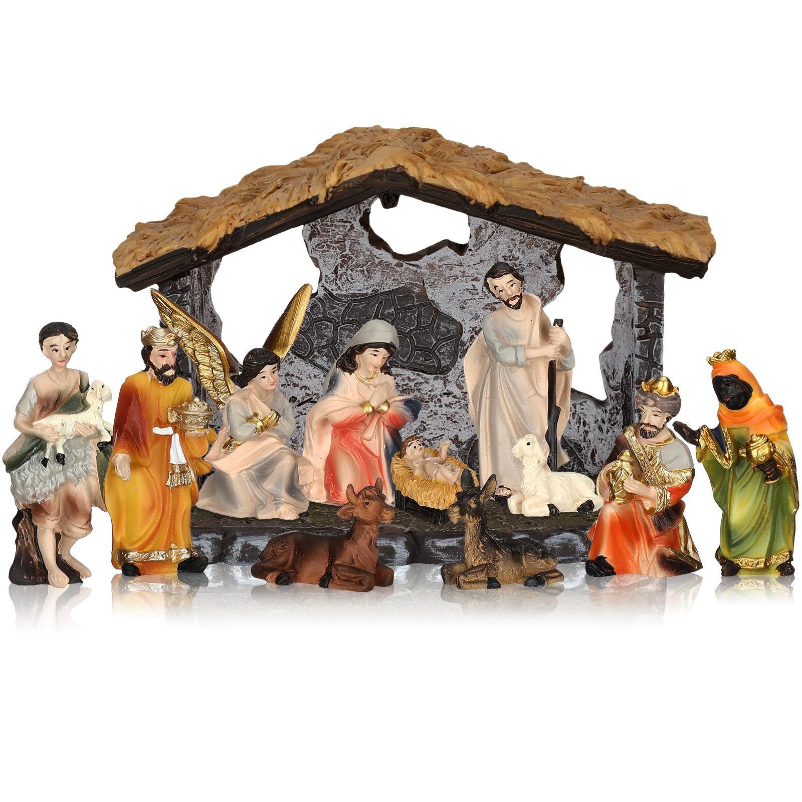 Geetery Cartoon Christmas Nativity Set Includes Manger and Figurines ...