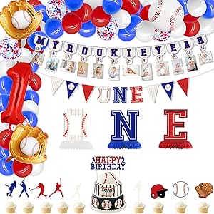 Amazon.com: Baseball 1st Birthday Decorations, Include My Rookie Year ...