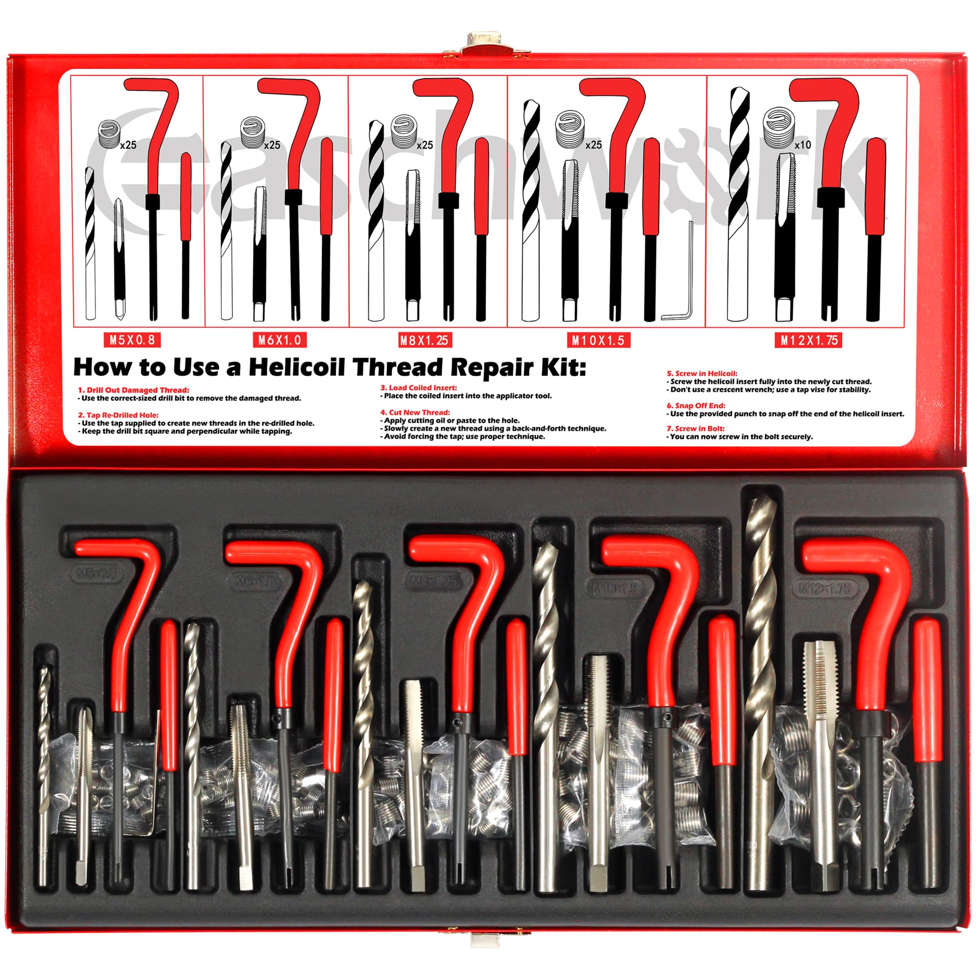 Mua Metric Thread Repair Tool Kit 131 Piece Helicoil Thread Repair Set for Engine M5 M6 M8 M10 ...