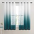 Amazon.com: NICETOWN Ombre Sheer Curtains Teal for Windows 63 inch Long, Grommet Decorative ...