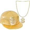 Amazon.com: Bskifnn Hip Hop Costume Hat Kit 80s 90s Gold Hat with ...