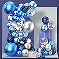 Amazon.com: PartyWoo Blue and Silver Balloon Garland Kit, 100 pcs Navy Blue Silver Metallic ...