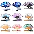Amazon.com: Jetec 9 Pieces Floral Folding Hand Fans with Tassel Chinese ...