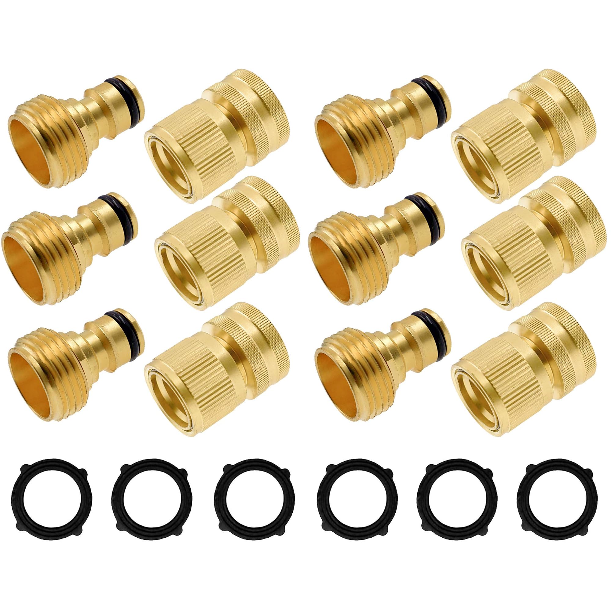 Hourleey Garden Hose Quick Connector, Solid Brass 3/4 Inch GHT Thread ...