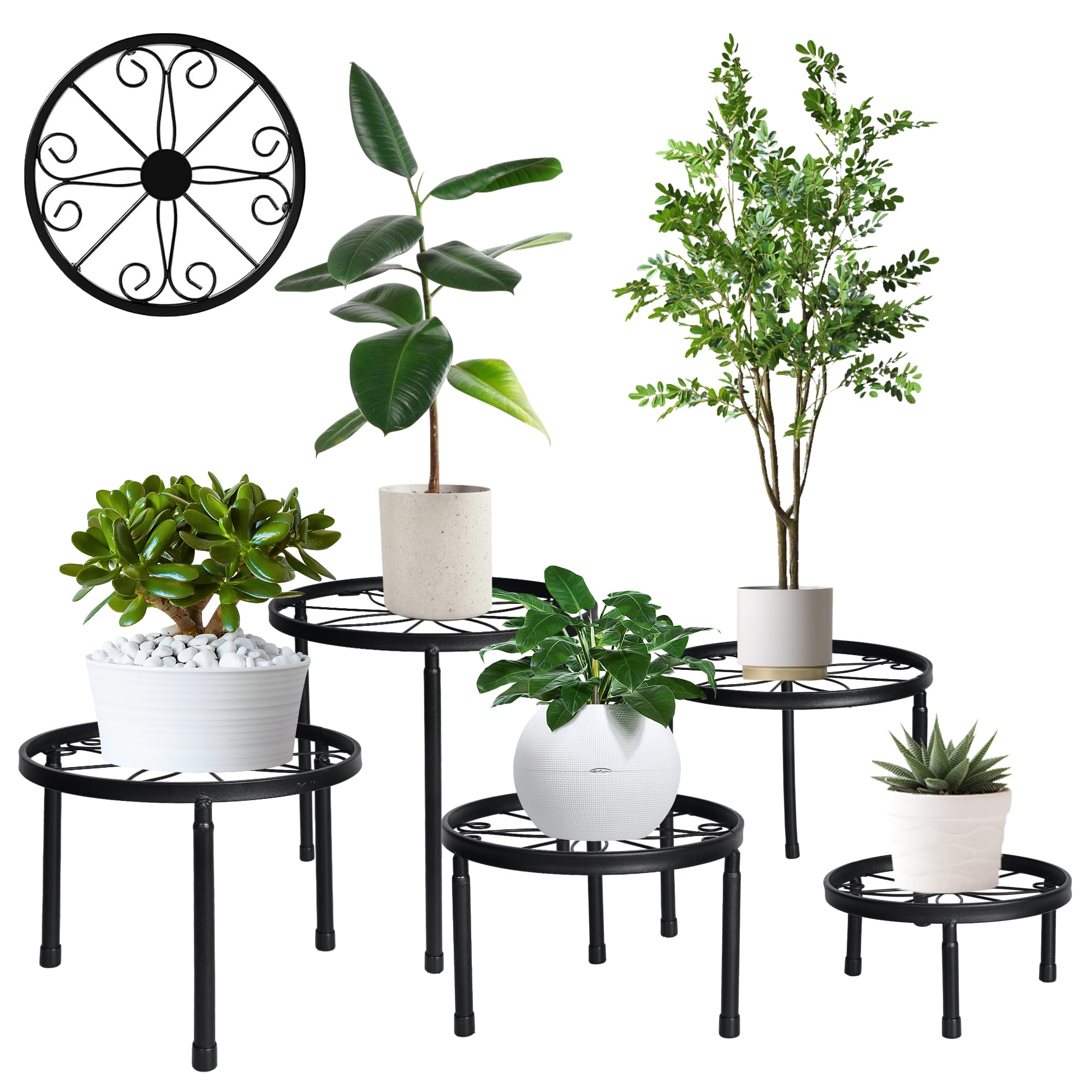 LUKCOZMO 5 Pack Metal Plant Stands for Heavy Potted Plants, Plant ...