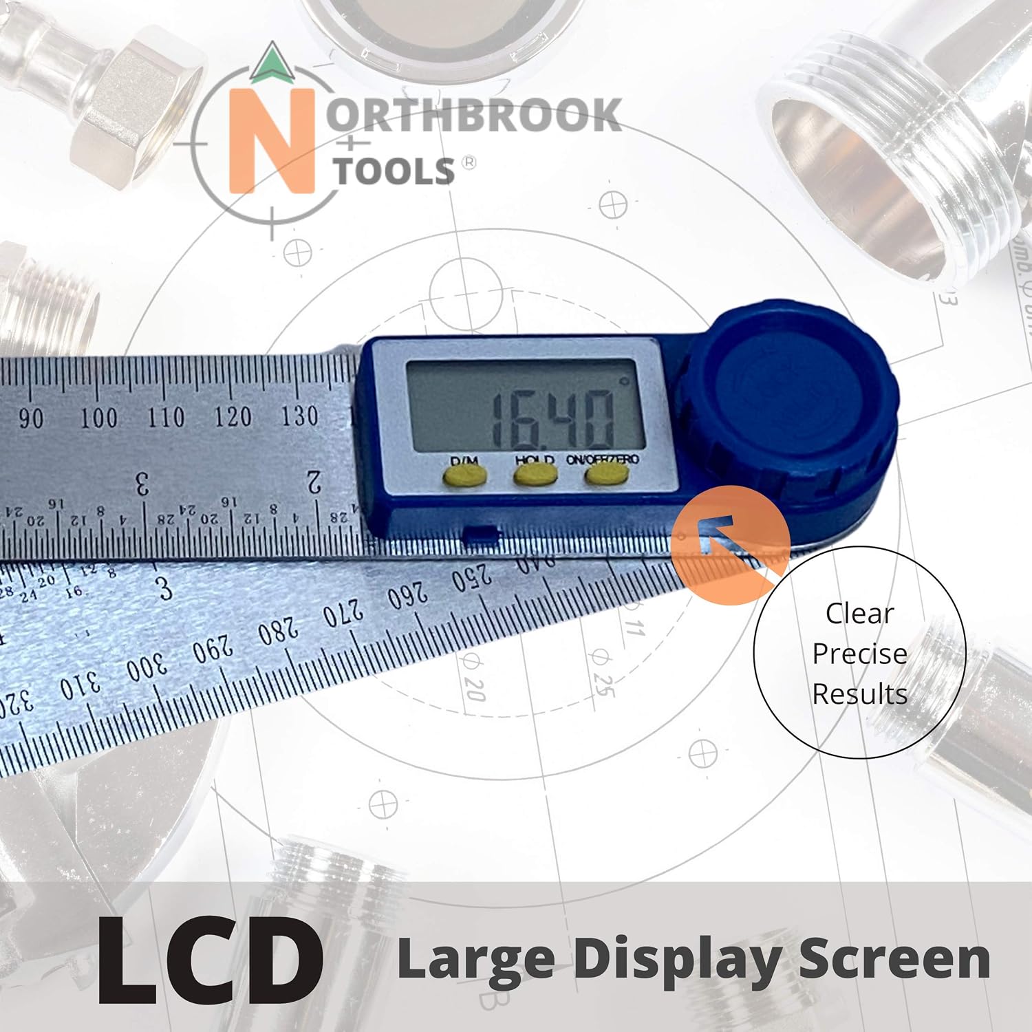 Digital Angle Finder Ruler from Northbrook Tools ® + Metal Ruler 15cm ...