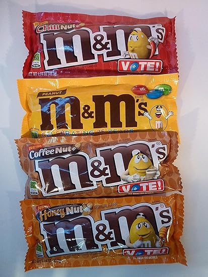 M&Ms New 4 Bags Chocolate Peanut Varieties Candies Chili Honey & Coffee ...